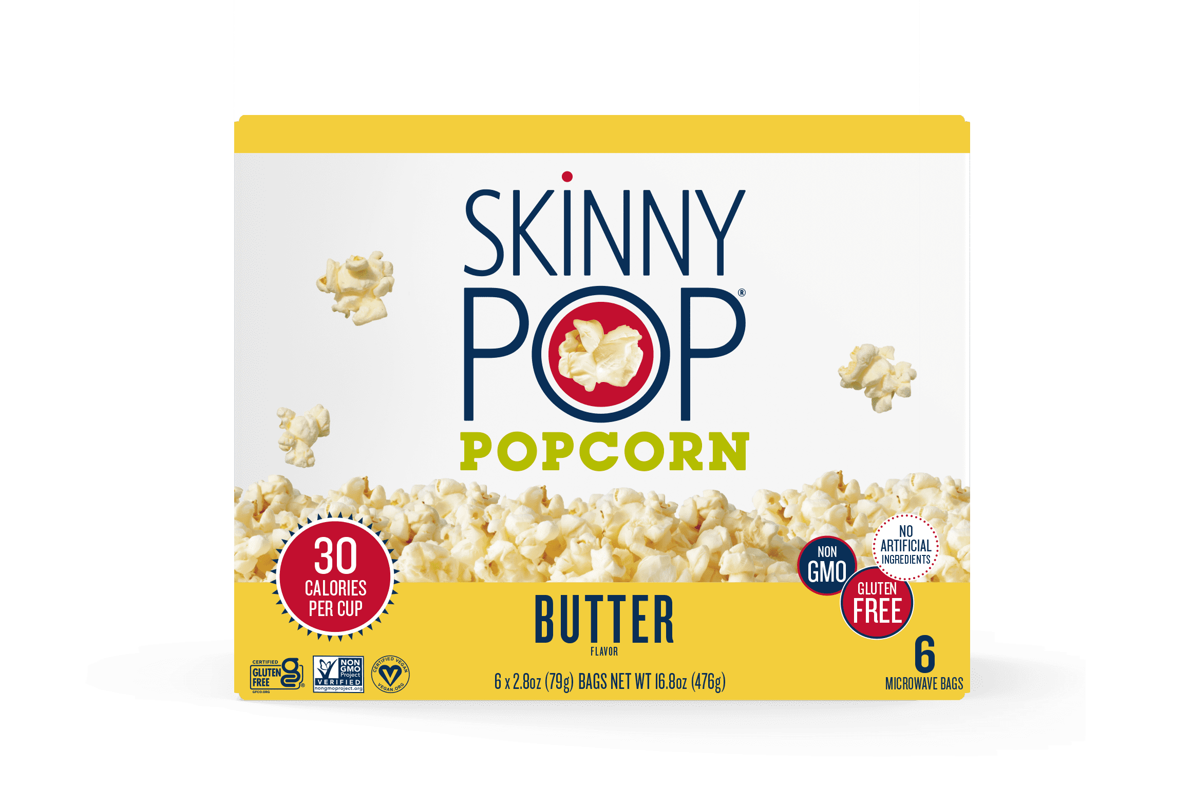 SkinnyPop Butter Microwave Popcorn 2.8oz 6 Pack Gluten-Free ...